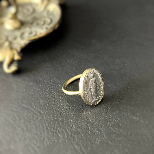 [フランス奇跡のメダイ] Bezel ring - silver*BR | iichi 日々の暮らしを心地よくするハンドメイドやアンティークのマーケットプレイス