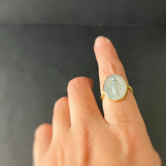 [フランス奇跡のメダイ] Bezel ring - silver*BR | iichi 日々の暮らしを心地よくするハンドメイドやアンティークのマーケットプレイス