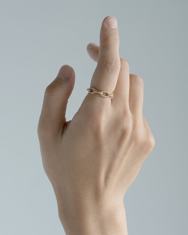 【30%OFF】 K18 Diamond Chain Ring | iichi 日々の暮らしを心地よくするハンドメイドやアンティークのマーケットプレイス