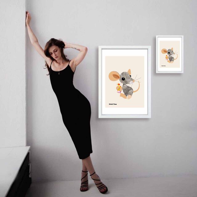 ドリンクタイム ネズミ 送料無料 イラスト たのしくなるお部屋 ポスター アートポスター アートsei検索新着順 434 | iichi 日々の暮らしを心地よくするハンドメイドやアンティークの ...