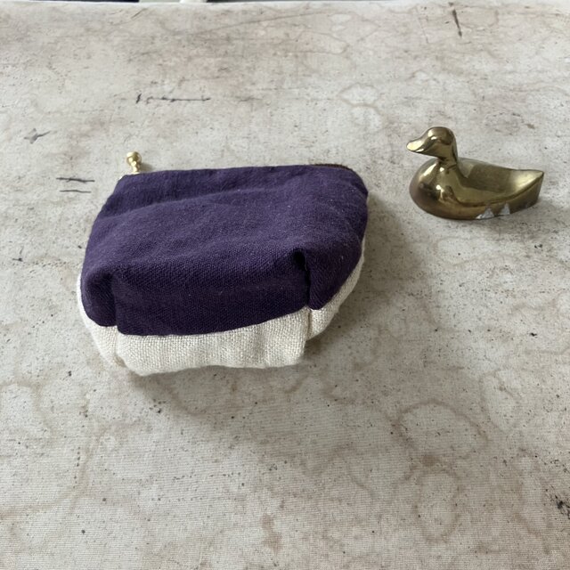 リネンと濃紫のちょこっとポーチ(180) | iichi 日々の暮らしを心地よくするハンドメイドやアンティークのマーケットプレイス