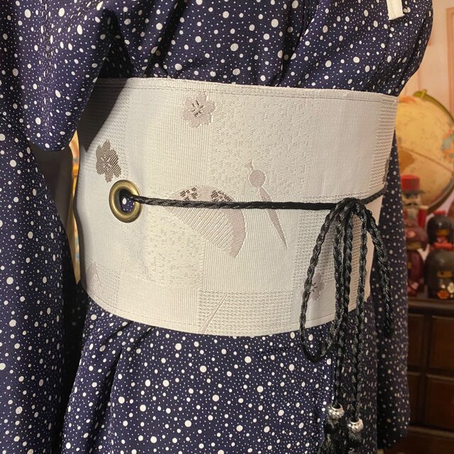 着物リメイク ロング ワンピース ドレス 洗える 化繊 京袋帯ベルト 和洋折衷 星粒のワルツ、夜をまとう。 KW-966 | iichi 日々の暮らしを心地よくするハンドメイドやアンティークの ...