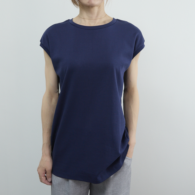 柔らかストレッチ ショートスリーブTee ネイビー 0707NV | iichi 日々の暮らしを心地よくするハンドメイドやアンティークのマーケットプレイス