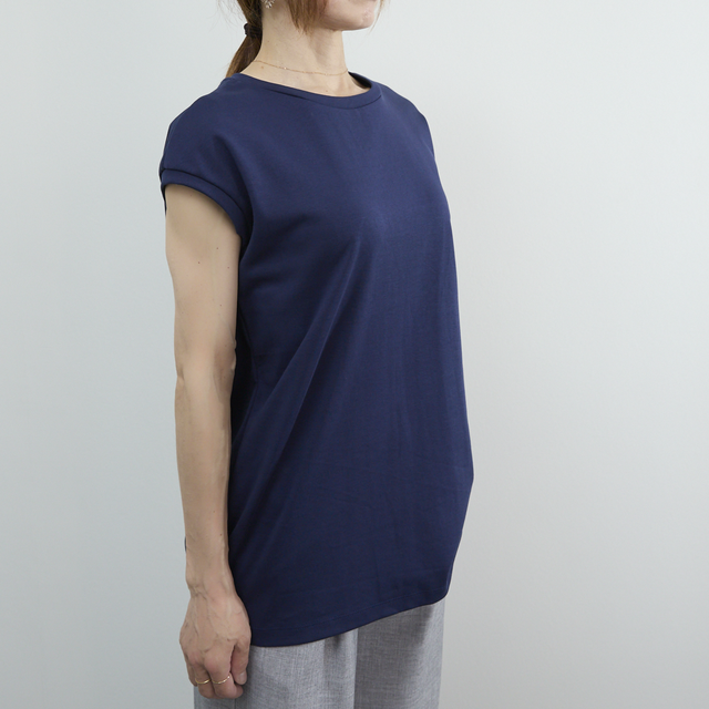柔らかストレッチ ショートスリーブTee ネイビー 0707NV | iichi 日々の暮らしを心地よくするハンドメイドやアンティークのマーケットプレイス