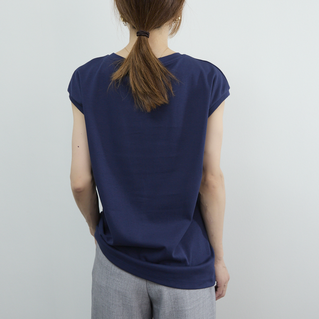 柔らかストレッチ ショートスリーブTee ネイビー 0707NV | iichi 日々の暮らしを心地よくするハンドメイドやアンティークのマーケットプレイス