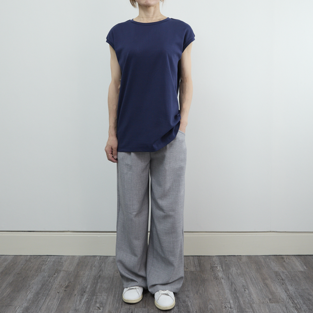 柔らかストレッチ ショートスリーブTee ネイビー 0707NV | iichi 日々の暮らしを心地よくするハンドメイドやアンティークのマーケットプレイス