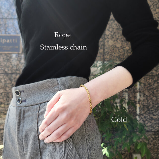 繊細な輝き★ステンレスロープブレス ～Gold/Silver | iichi 日々の暮らしを心地よくするハンドメイドやアンティークのマーケットプレイス