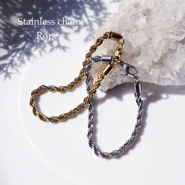 繊細な輝き★ステンレスロープブレス ～Gold/Silver | iichi 日々の暮らしを心地よくするハンドメイドやアンティークのマーケットプレイス