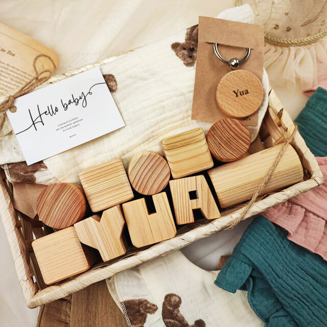 【送料無料】Thankyou〈39〉ベビーギフトset♡4点set・おなまえ積み木 | iichi 日々の暮らしを心地よくするハンドメイドやアンティークのマーケットプレイス