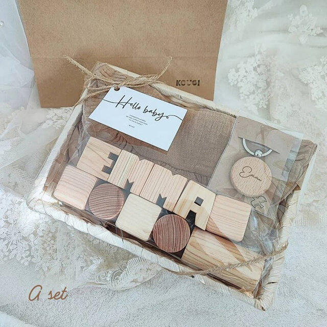 【送料無料】Thankyou〈39〉ベビーギフトset♡4点set・おなまえ積み木 | iichi 日々の暮らしを心地よくするハンドメイドやアンティークのマーケットプレイス