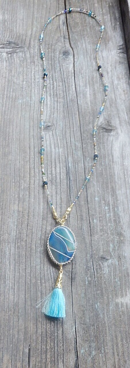 Ocean Agate Lanyard Necklace 4way 海のアゲートのグラスコード/眼鏡・マスクホルダー | iichi 日々の ...