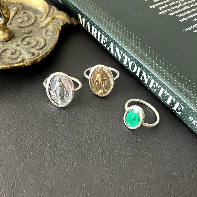 [フランス奇跡のメダイ] Bezel ring - gold*SV | iichi 日々の暮らしを心地よくするハンドメイドやアンティークのマーケットプレイス