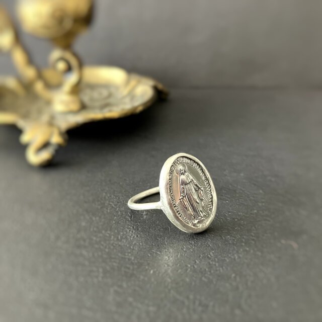 [フランス奇跡のメダイ] Bezel ring - silver*SV | iichi 日々の暮らしを心地よくするハンドメイドやアンティークのマーケットプレイス
