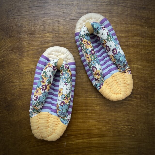 【S】ぽってり鼻緒の布ぞうり（極太鼻緒）S005 | iichi 日々の暮らしを心地よくするハンドメイドやアンティークのマーケットプレイス
