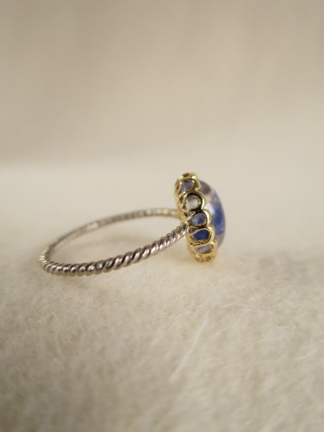 K18YG・WG Dumortierite in quartz Ring 2 | iichi 日々の暮らしを心地よくするハンドメイドやアンティークのマーケットプレイス