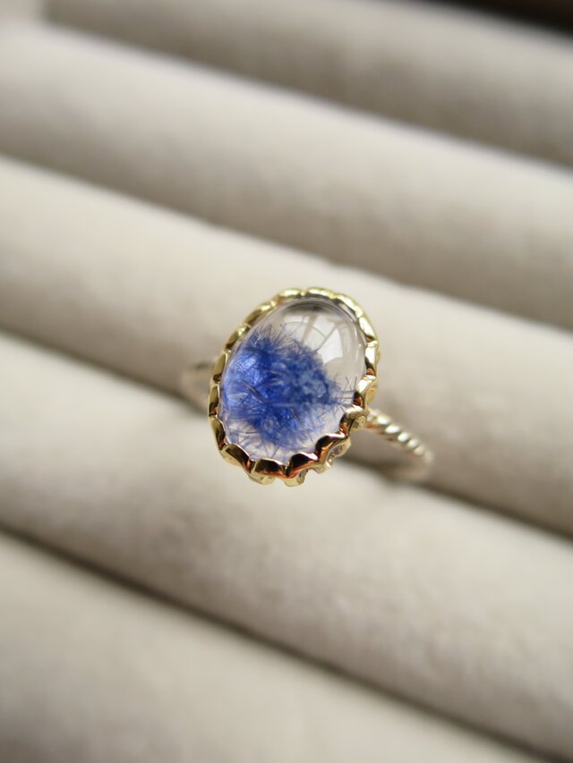 K18YG・WG Dumortierite in quartz Ring 2 | iichi 日々の暮らしを心地よくするハンドメイドやアンティークのマーケットプレイス