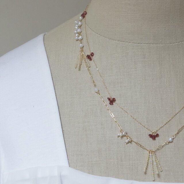 [111]オパールと淡水パールのネックレス 53cm | iichi 日々の暮らしを心地よくするハンドメイドやアンティークのマーケットプレイス