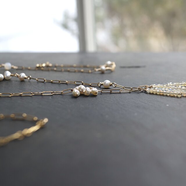 [111]オパールと淡水パールのネックレス 53cm | iichi 日々の暮らしを心地よくするハンドメイドやアンティークのマーケットプレイス