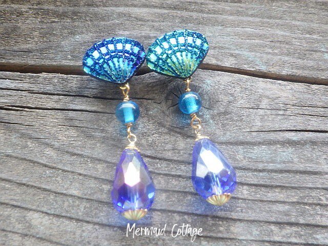 Deep Sea Mermaid Drop Earrings 深海の人魚のピアス | iichi 日々の暮らしを心地よくするハンドメイドやアンティークのマーケットプレイス