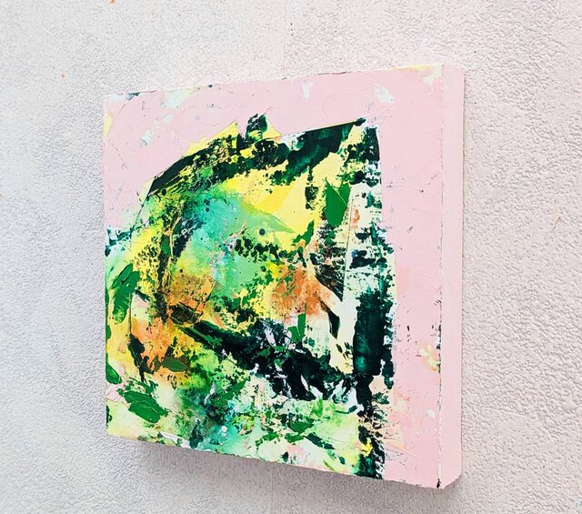 Green and Pink（油彩原画） | iichi 日々の暮らしを心地よくするハンドメイドやアンティークのマーケットプレイス