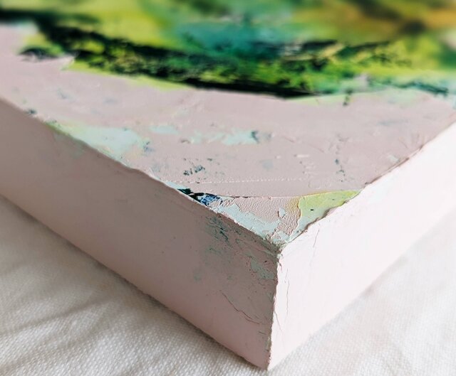 Green and Pink（油彩原画） | iichi 日々の暮らしを心地よくするハンドメイドやアンティークのマーケットプレイス