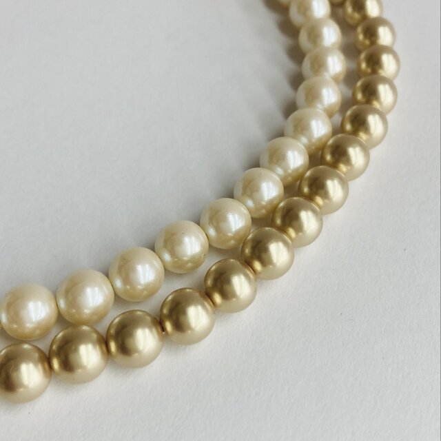 樹脂パール2Wayバイカラーロングネックレス/8mm約90cm+5cm/クリームxマットゴールド/G/made in japan | iichi 日々の暮らしを心地よくするハンドメイドや ...