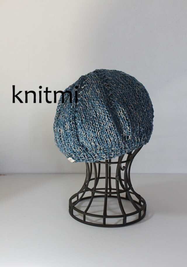 【北欧リネン100%】しめつけない 春夏ニット ベレー帽子 ニット帽 デニムカラー ブルーグレーmix | iichi 日々の暮らしを心地よくするハンドメイドやアンティークのマーケットプレイス