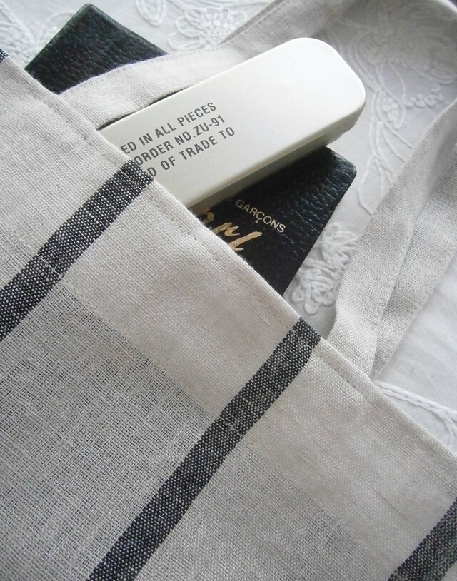 StripeLinen tote＆pouch | iichi 日々の暮らしを心地よくするハンドメイドやアンティークのマーケットプレイス