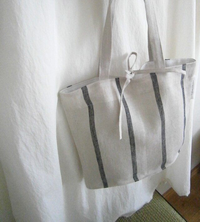 StripeLinen tote＆pouch | iichi 日々の暮らしを心地よくするハンドメイドやアンティークのマーケットプレイス