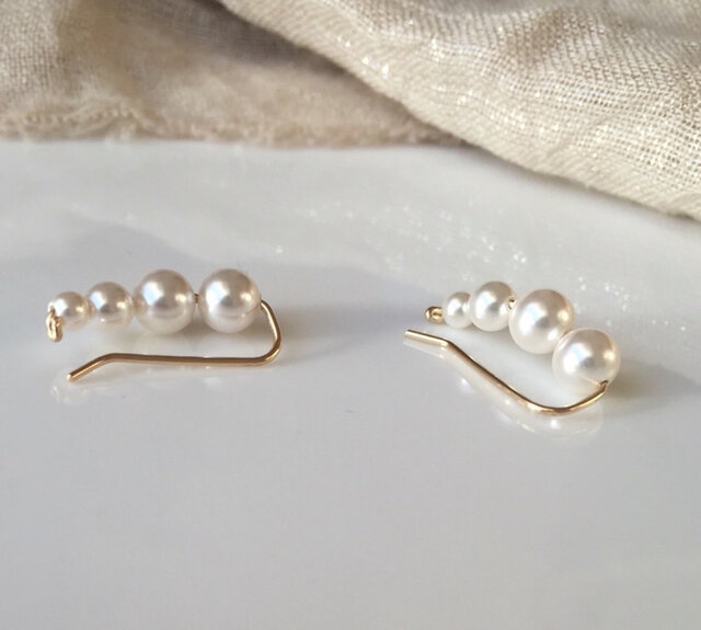 【スターターセット】 diagonalイヤーカフ14kgf×silver925 pearl clip | iichi 日々の暮らしを心地よくするハンドメイドやアンティークのマーケットプレイス