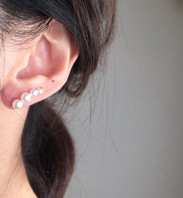 【スターターセット】 diagonalイヤーカフ14kgf×silver925 pearl clip | iichi 日々の暮らしを心地よくするハンドメイドやアンティークのマーケットプレイス