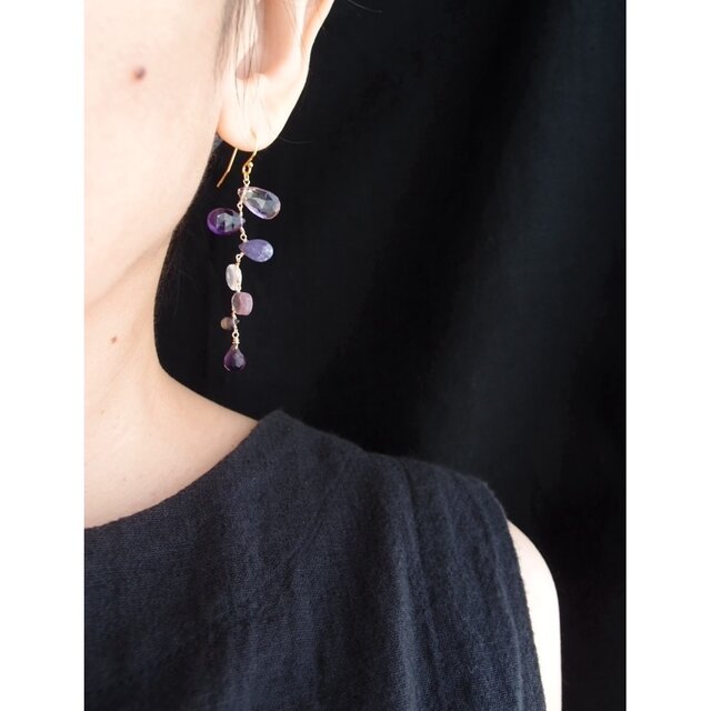 【K14gf】Mobile Earrings／モビールピアス（Purple） | iichi 日々の暮らしを心地よくするハンドメイドやアンティークのマーケットプレイス