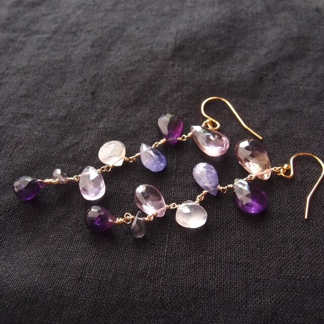 【K14gf】Mobile Earrings／モビールピアス（Purple） | iichi 日々の暮らしを心地よくするハンドメイドやアンティークのマーケットプレイス