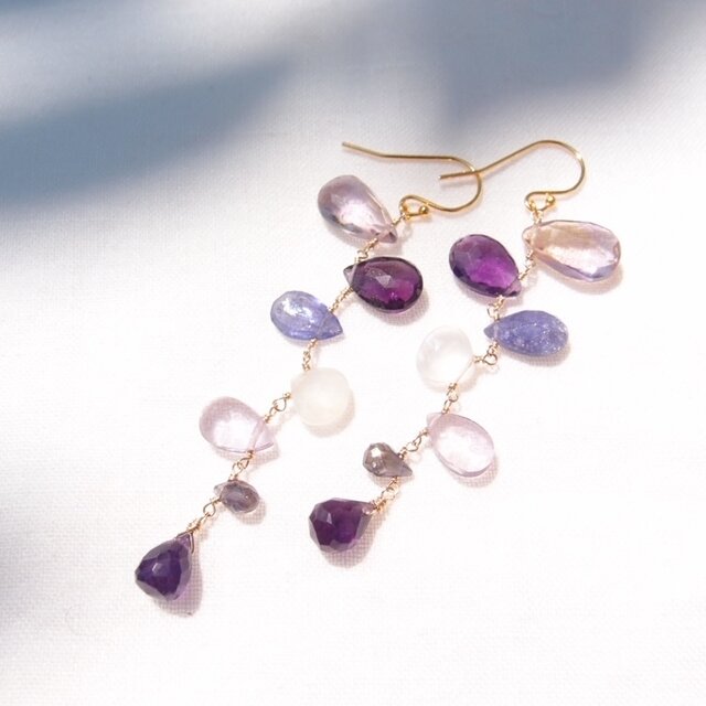 【K14gf】Mobile Earrings／モビールピアス（Purple） | iichi 日々の暮らしを心地よくするハンドメイドやアンティークのマーケットプレイス