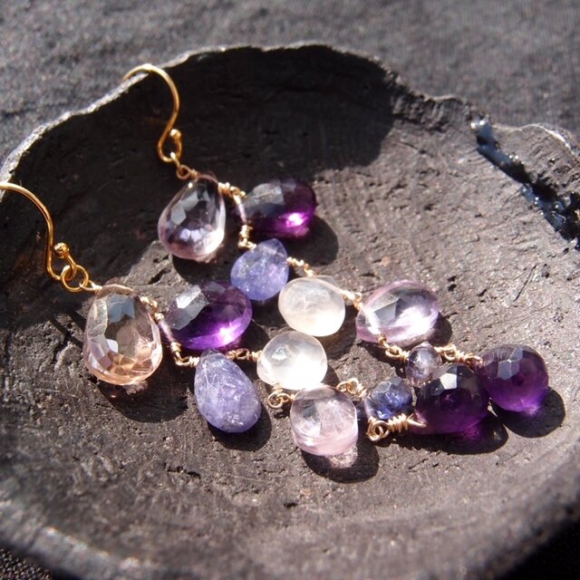 【K14gf】Mobile Earrings／モビールピアス（Purple） | iichi 日々の暮らしを心地よくするハンドメイドやアンティークのマーケットプレイス