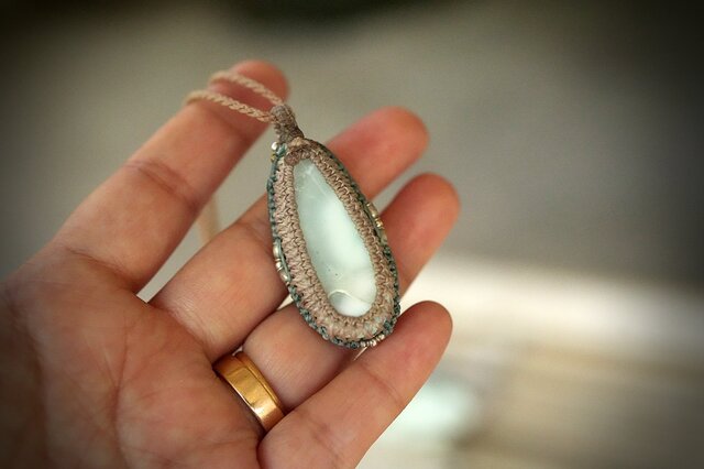 波の細胞★ラリマー マクラメネックレス2000 | iichi 日々の暮らしを心地よくするハンドメイドやアンティークのマーケットプレイス