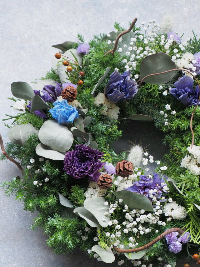 初夏の森のリース30cm | iichi 日々の暮らしを心地よくするハンドメイドやアンティークのマーケットプレイス