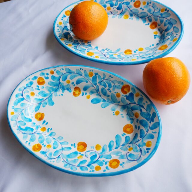 オーバル皿 26cm OVL070 マヨリカ焼き イタリア陶器 sicilia | iichi 日々の暮らしを心地よくするハンドメイドやアンティークのマーケットプレイス