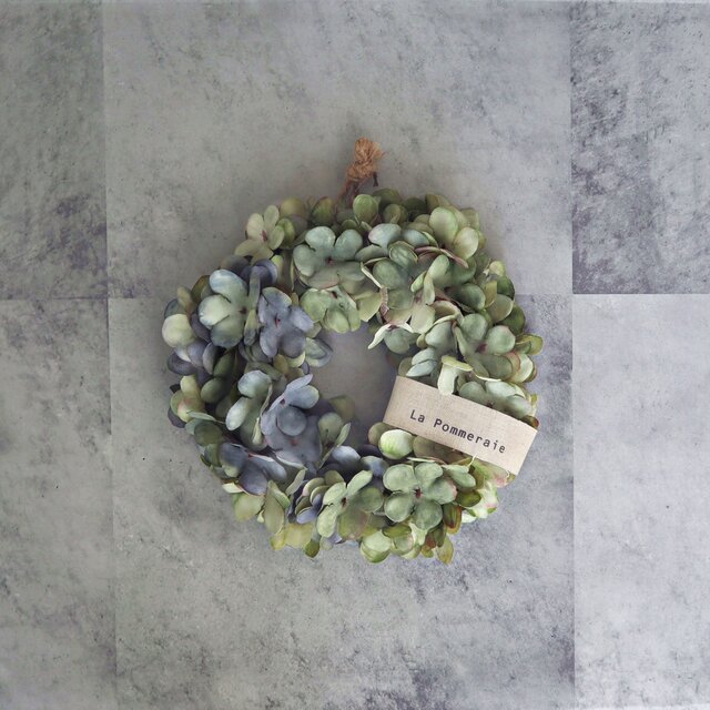mini wreath 紫陽花 ★ 17cm blue×green | iichi 日々の暮らしを心地よくするハンドメイドやアンティークのマーケットプレイス