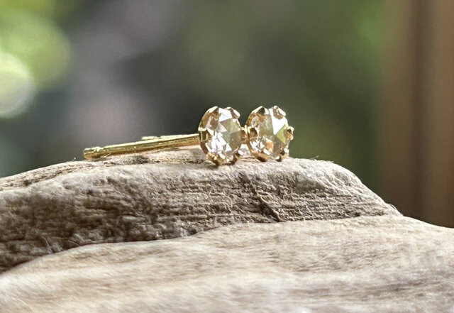 K18 ローズカット天然ダイヤモンド スタッドピアス K18 Yellow Gold+Diamond Studs | iichi 日々の暮らしを心地よくするハンドメイドやアンティークの ...