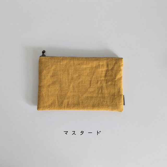 リネンのファスナーポーチ/20cmファスナー 通帳ケース 【選べるカラー全6色】 | iichi 日々の暮らしを心地よくするハンドメイドやアンティークのマーケットプレイス
