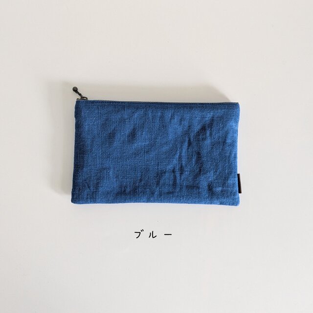 リネンのファスナーポーチ/20cmファスナー 通帳ケース 【選べるカラー全6色】 | iichi 日々の暮らしを心地よくするハンドメイドやアンティークのマーケットプレイス