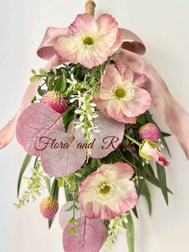 モーブピンクのポピーのスワッグ | iichi 日々の暮らしを心地よくするハンドメイドやアンティークのマーケットプレイス