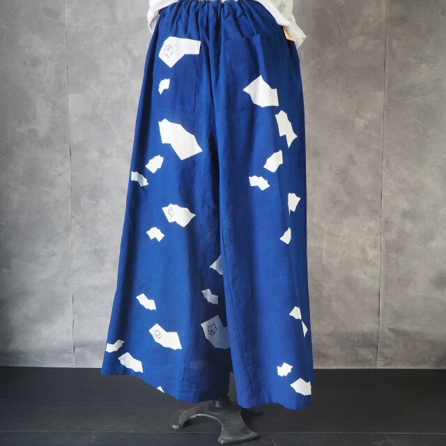 セットアップ ワイドパンツ+ブラウス 扇子文様 浴衣をリメイク set0005 / 古布 ゆかた 着物 ボトムス | iichi 日々の暮らしを心地よくするハンドメイドやアンティークの ...