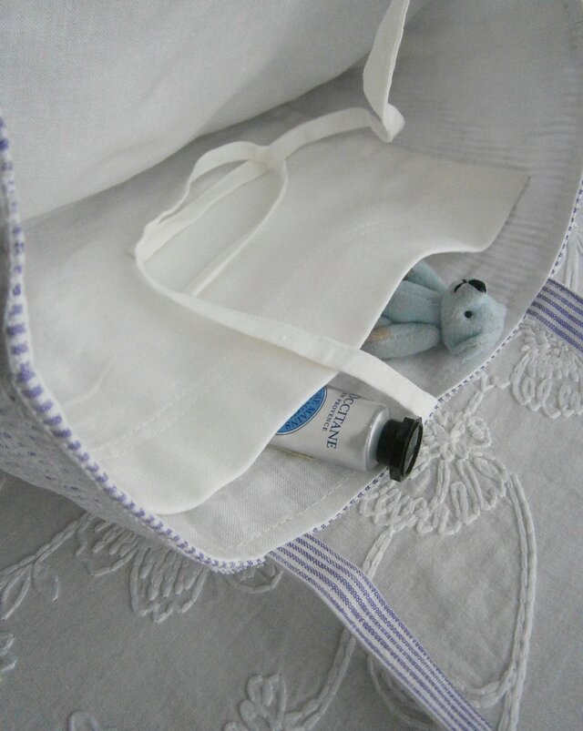 花lace×StripeLinen 小さなtote | iichi 日々の暮らしを心地よくするハンドメイドやアンティークのマーケットプレイス