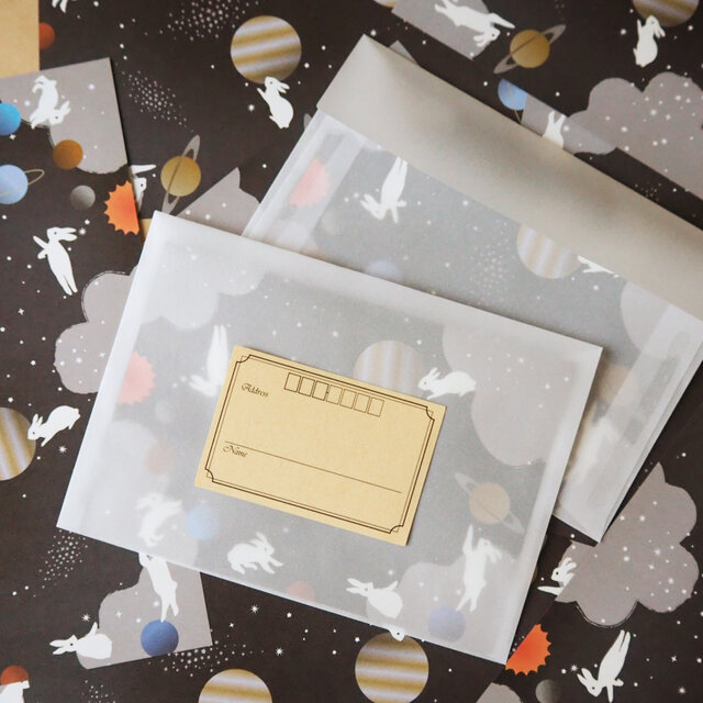 レターセット：宇宙で遊ぶウサギたち（L-21） | iichi 日々の暮らしを心地よくするハンドメイドやアンティークのマーケットプレイス