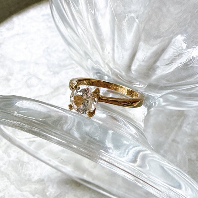 RA99-【 AVON 】エイボン・ヴィンテージリング 1990s 18K H.G.E. Clear Rhinestones | iichi 日々の暮らしを心地よくするハンドメイドや ...