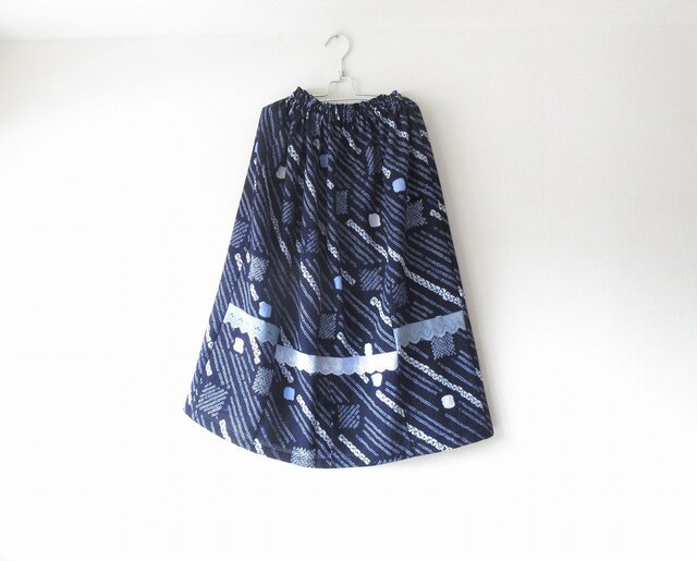 ☆浴衣ミディロングスカート☆絞り風＆レース♪/32ys024 | iichi 日々の暮らしを心地よくするハンドメイドやアンティークのマーケットプレイス