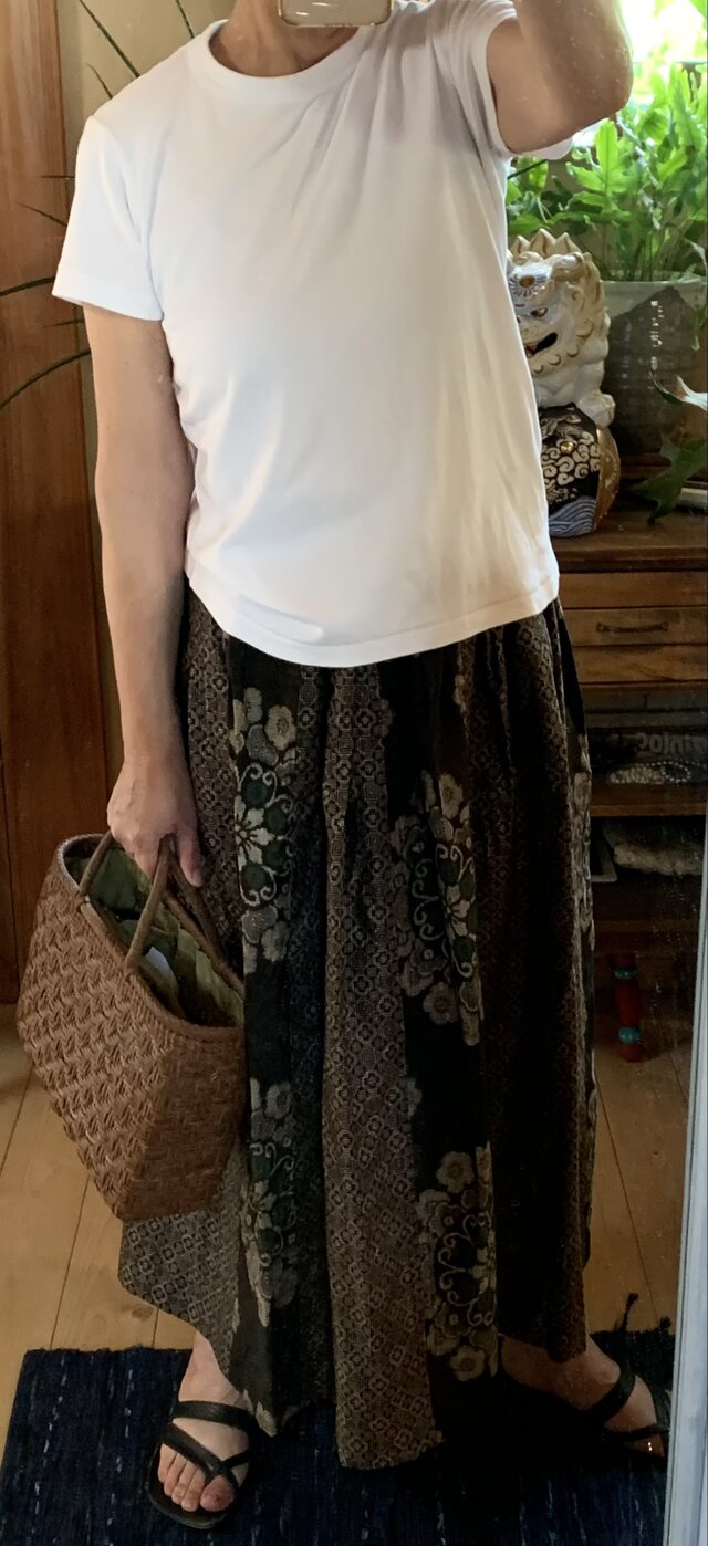 着物解からギャザースカート | iichi 日々の暮らしを心地よくするハンドメイドやアンティークのマーケットプレイス