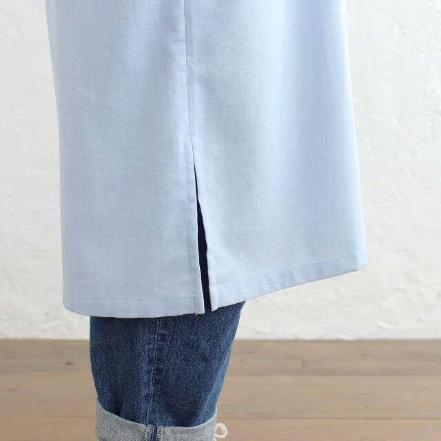 大人の装いに。すっきり見えリネン混サックワンピース（ライトブルー）OP19 | iichi 日々の暮らしを心地よくするハンドメイドやアンティークのマーケットプレイス